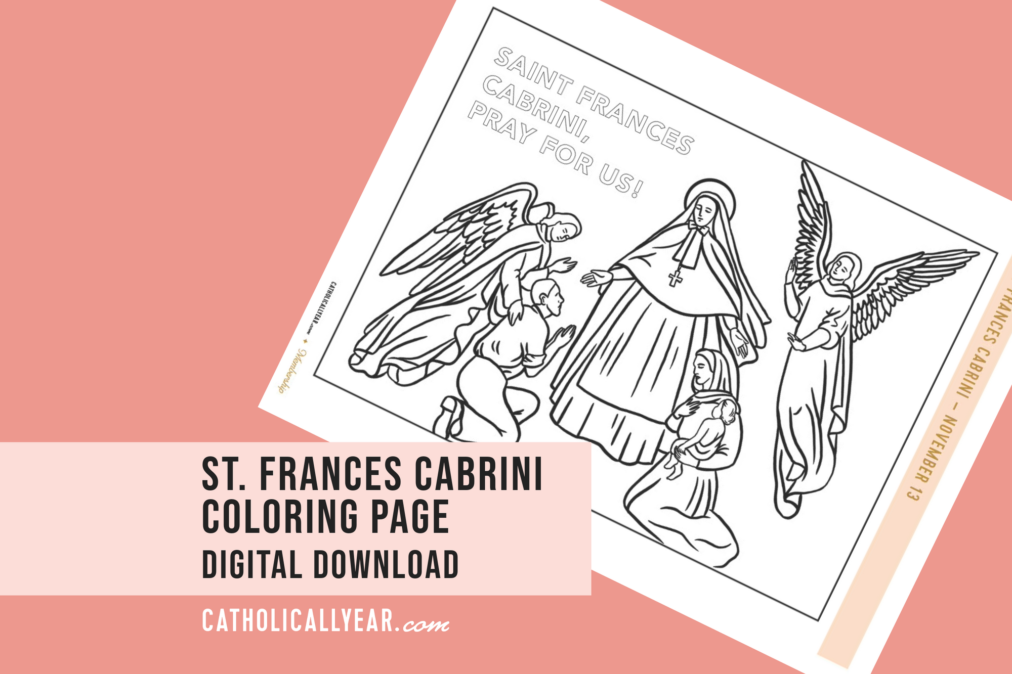 St. Frances Cabrini Coloring Page {Digital Download} – The Catholic All ...