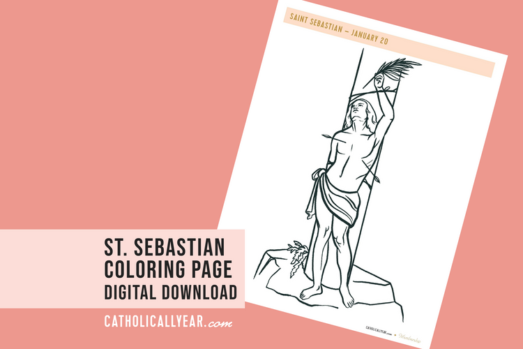 St. Sebastian Coloring Page {Digital Download} – The Catholic All Year ...